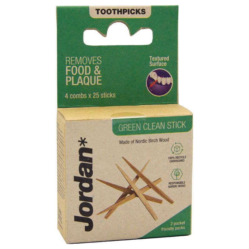 Buy Jordan Green Clean Dental Toothpicks 4 X 25 Sticks Online At