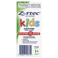 Buy Zyrtec Kids Antihistamine Allergy & Hayfever Oral Liquid Grape 60mL ...
