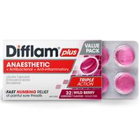 Buy Difflam Plus Anaesthetic Sugar Free Wild Berry 32 Lozenges Online ...