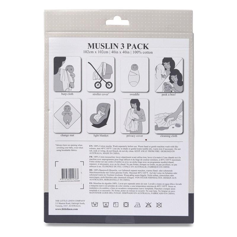 Buy The Little Linen Company Muslin Swaddle 3Pk Prints - Ballerina ...