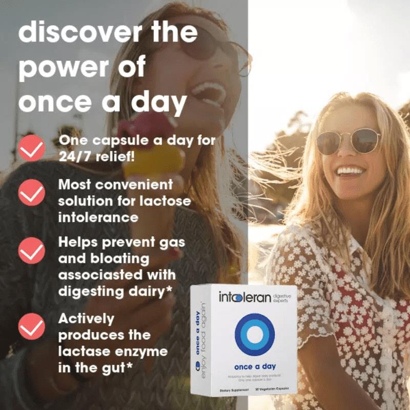 Buy Intoleran Once-A-Day for Lactose 30 Capsules Online at Chemist ...