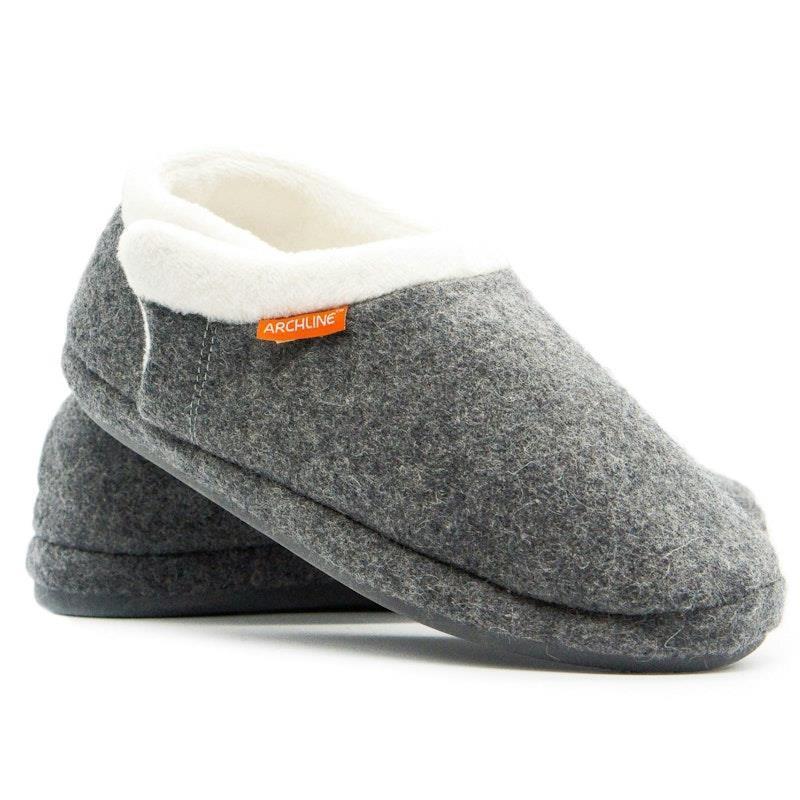 Buy Archline Slippers Closed Back Arch Support Comfort Grey Marl Size ...