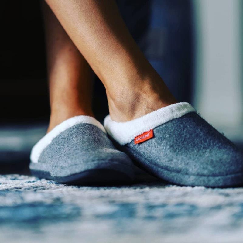 Buy Archline Slippers Slip-On Arch Support Comfort Grey Marl Size 36 ...