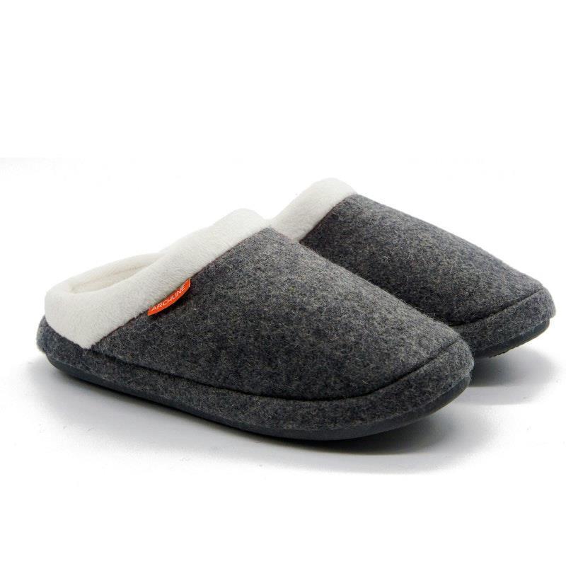 Buy Archline Slippers Slip-On Arch Support Comfort Grey Marl Size 47 ...