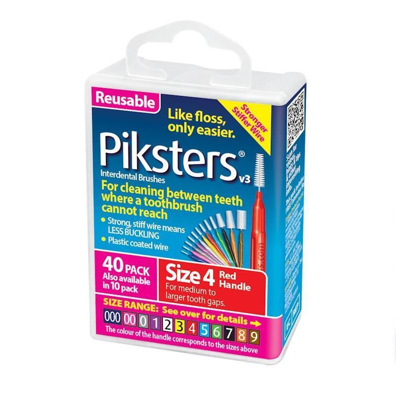 Buy Piksters Interdental Brushes Red Size 4 40pk online at Chemist ...