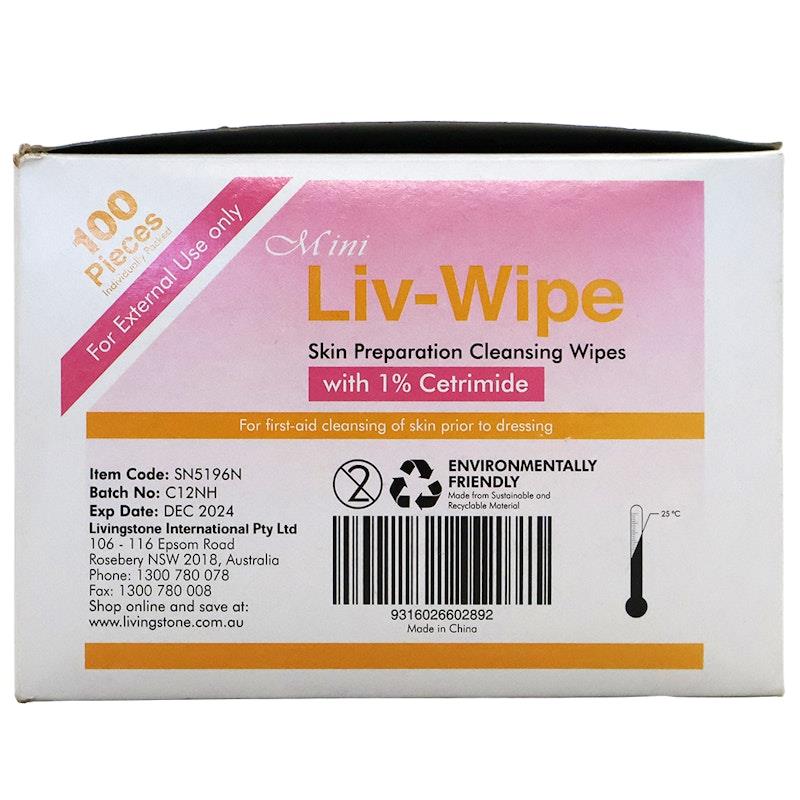 Buy Liv-Wipe Skin Prep Antiseptic Cleansing Wipe 1% Cetrimide 100pcs Online at Chemist Warehouse®