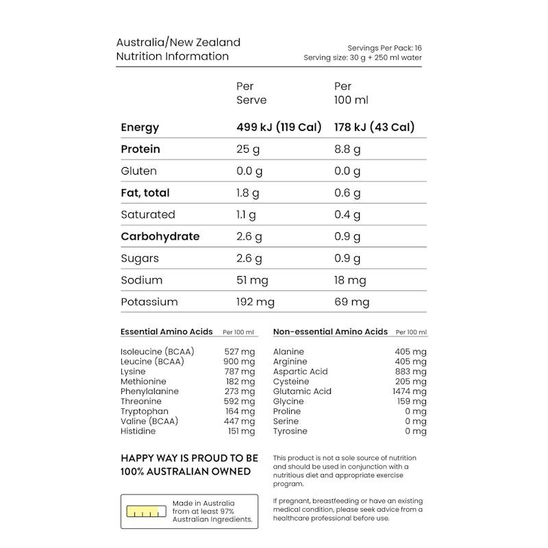 Buy Happy Way Flavourless Whey Protein Powder 500g Online at Chemist ...