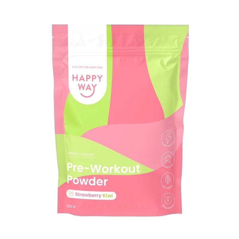 Buy Happy Way Strawberry Kiwi Pre-workout 250g online at Chemist Warehouse
