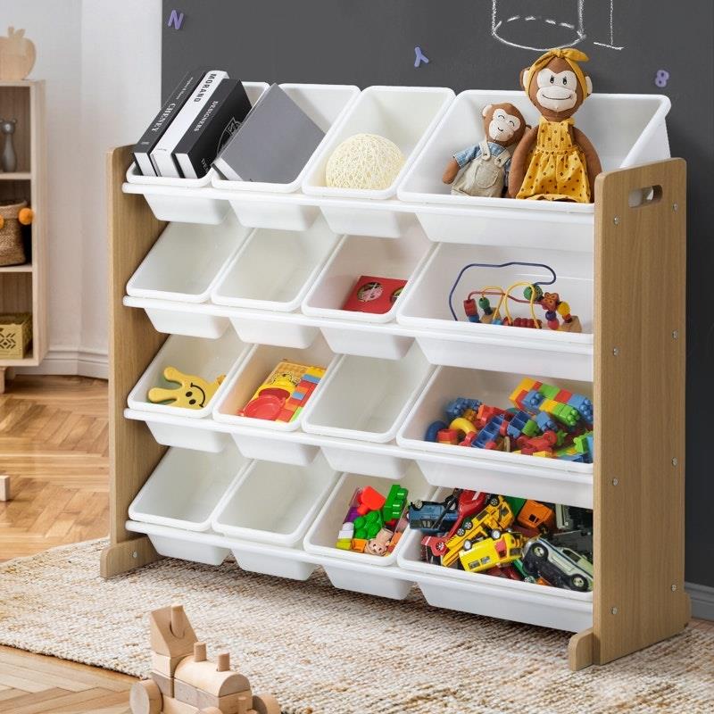 Buy Oikiture Kids Toy Box Organiser 16 Bins Display Shelf Storage Rack ...