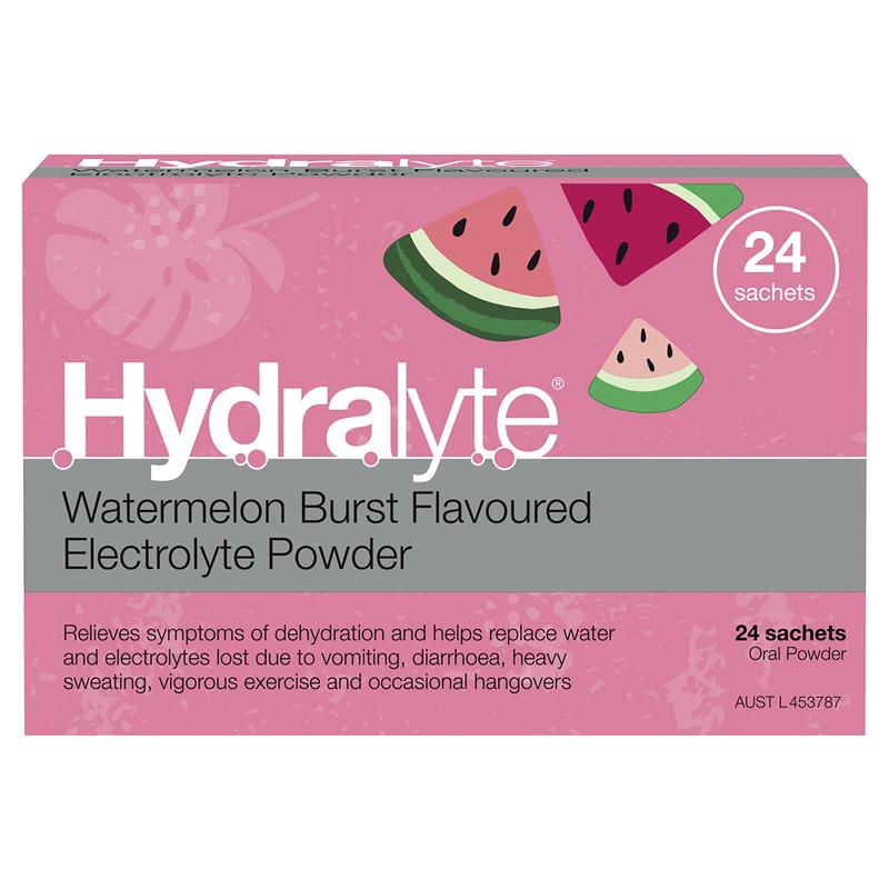 Buy Hydralyte Electrolyte Watermelon Sachets Value Pack 4.9g x 24 ...