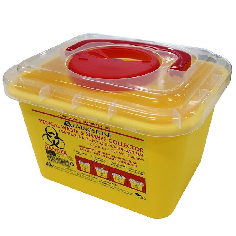 Buy Livingstone Needles Sharps Waste Collector 24.5 x 20 x 16.5 cm 4 ...