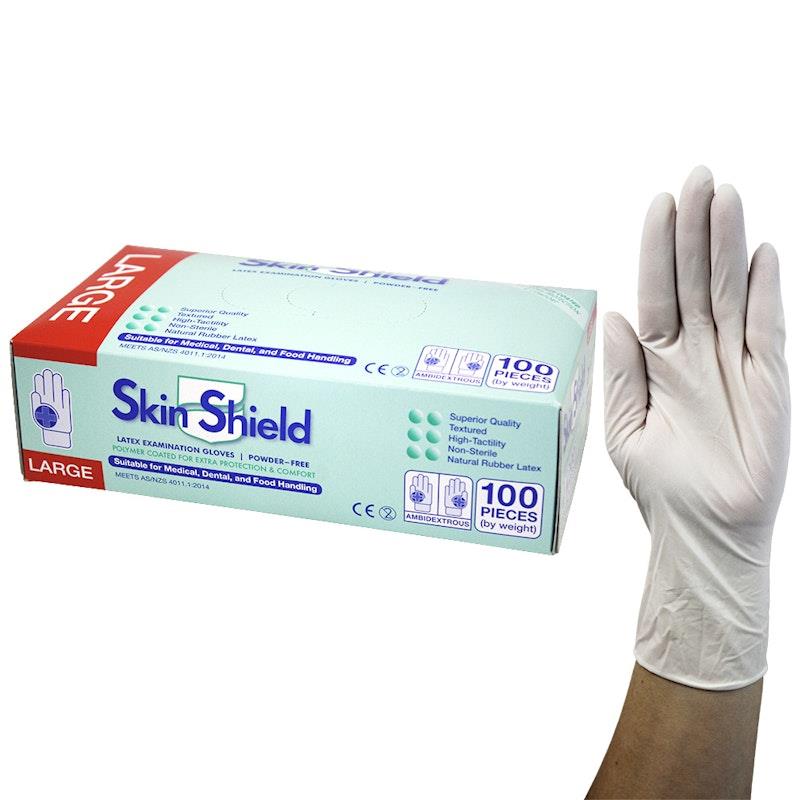 Buy Skin Shield Powder Free Latex Gloves Large 100 Pieces/Box online at ...