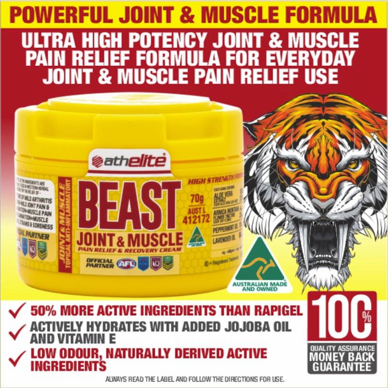 Buy Athelite Beast Joint & Muscle Pain Relief & Recovery Cream 70g ...