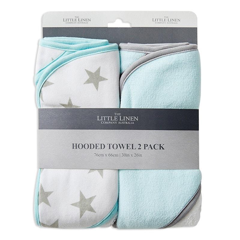Buy The Little Linen Company Hooded Towel 2pk Starlight Mint online at ...
