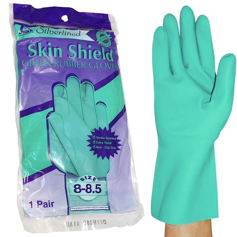 Buy Skin Shield Silver Lined Natural Rubber Gloves Vanilla Scented Pair ...