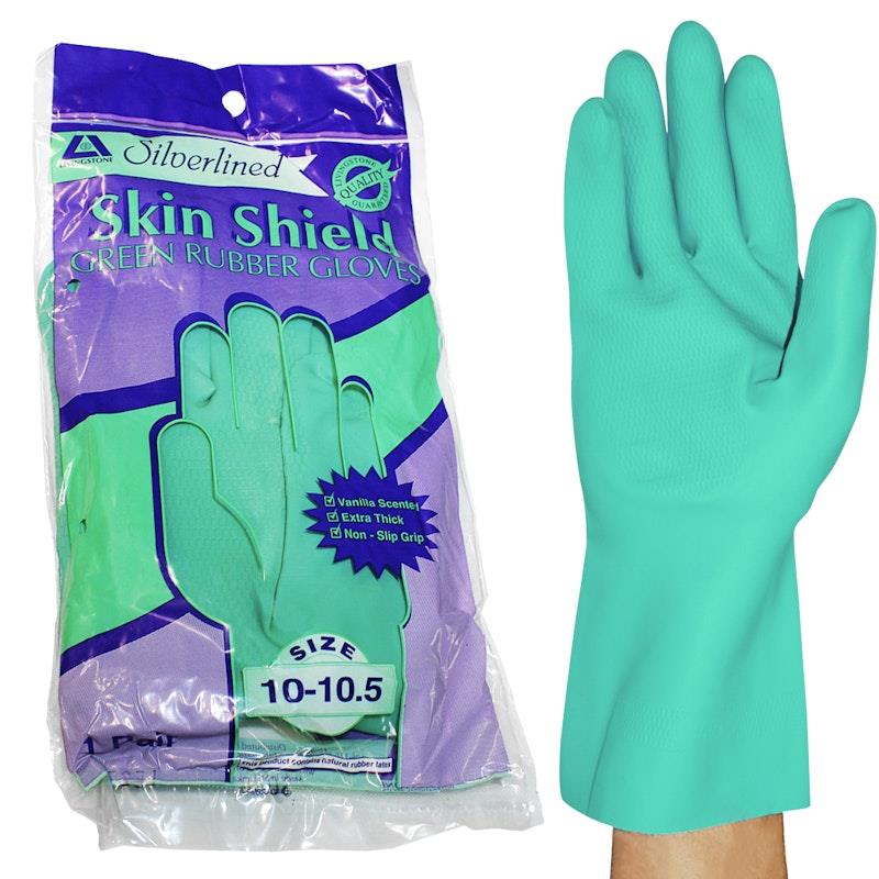 Buy Skin Shield Silver Lined Natural Rubber Gloves Vanilla Scented Pair ...