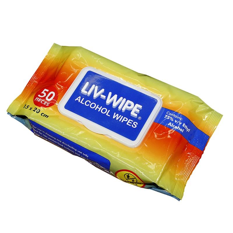 Buy Liv-Wipe Antibacterial 70% Isopropyl Alcohol 50 Wipes Pack Online ...