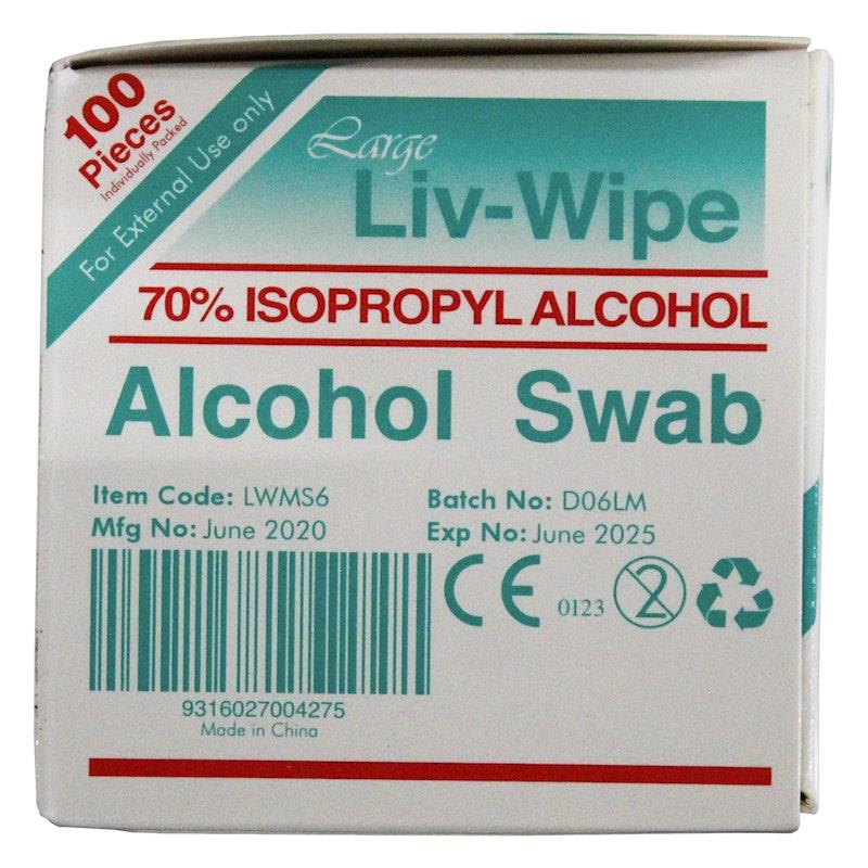 Buy Liv-Wipe 70% Alcohol Swabs Prep Pad - Large 100 Pieces Online at ...