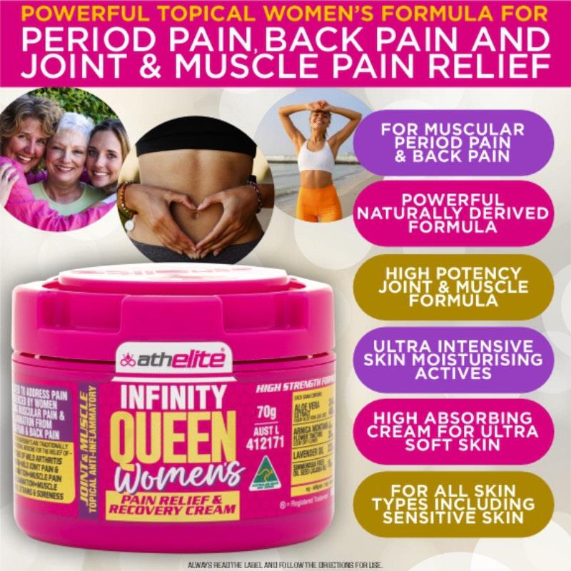 Buy Athelite Infinity Queen Women's Pain Relief & Recovery Cream 70g ...
