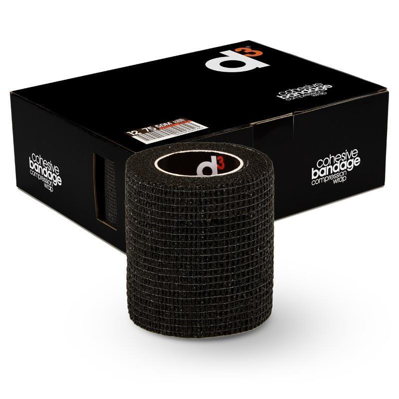 Buy d3 Cohesive Wrap 75mm x 5m Black Box of 12 Rolls online at Chemist Warehouse