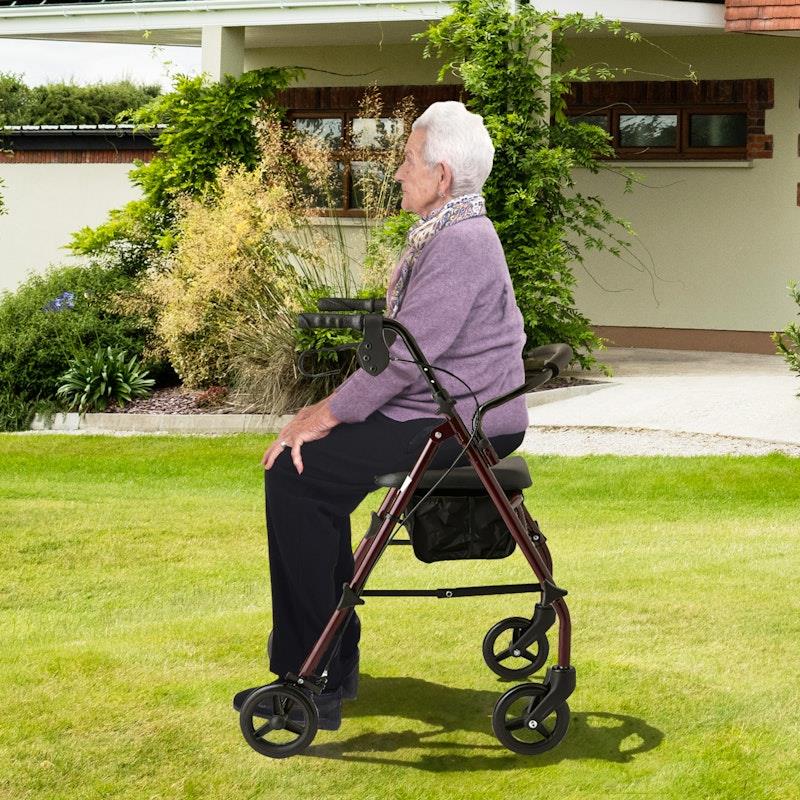 Buy Orthonica Foldable Steel Frame Rollator Mobility Aid 4 Wheel Walker ...