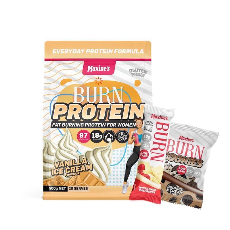 Buy Maxine's Burn Protein Starter 500g - Vanilla Ice Cream Bundle ...