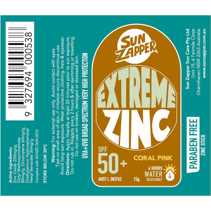 Buy SUN ZAPPER Extreme Zinc Stick SPF 50+ Coral Pink 15g Online at ...