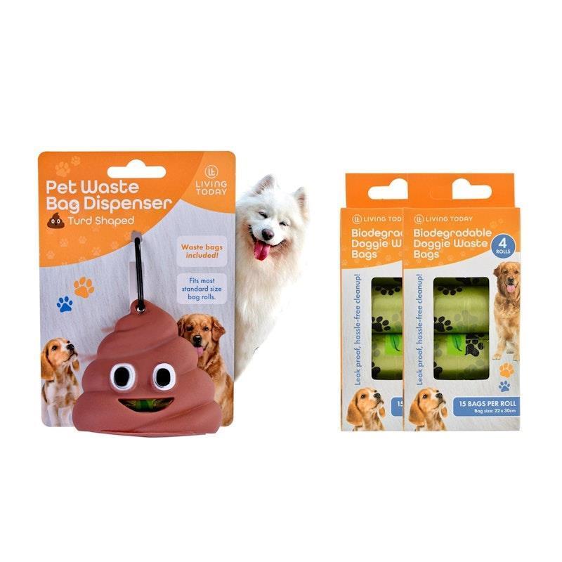 Buy Living Today Pet Dog Poop Dispenser and 135 Biodegradable Unscented ...