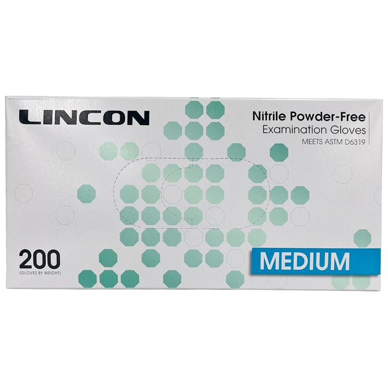 Buy Lincon Nitrile Examination Gloves ASTM Powder Free Medium 200 Pieces/Box Online at Chemist ...
