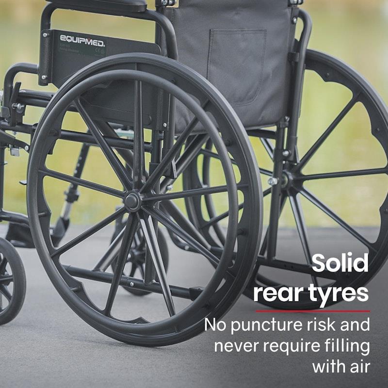 Buy Equipmed 24 Inch Folding Wheelchair with Park Brakes Black Online ...