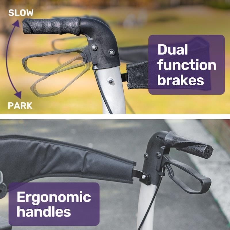 Buy Equipmed Foldable Aluminium Walking Frame Rollator Silver Online at ...