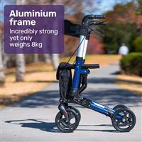 Buy Equipmed Easy Stride Foldable Aluminium Walking Frame Rollator Blue ...