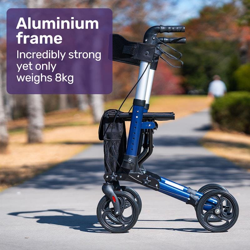 Buy Equipmed Easy Stride Foldable Aluminium Walking Frame Rollator Blue ...