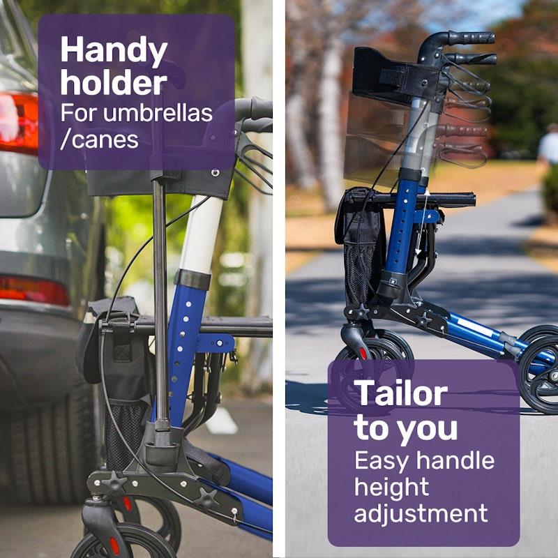 Buy Equipmed Easy Stride Foldable Aluminium Walking Frame Rollator Blue ...