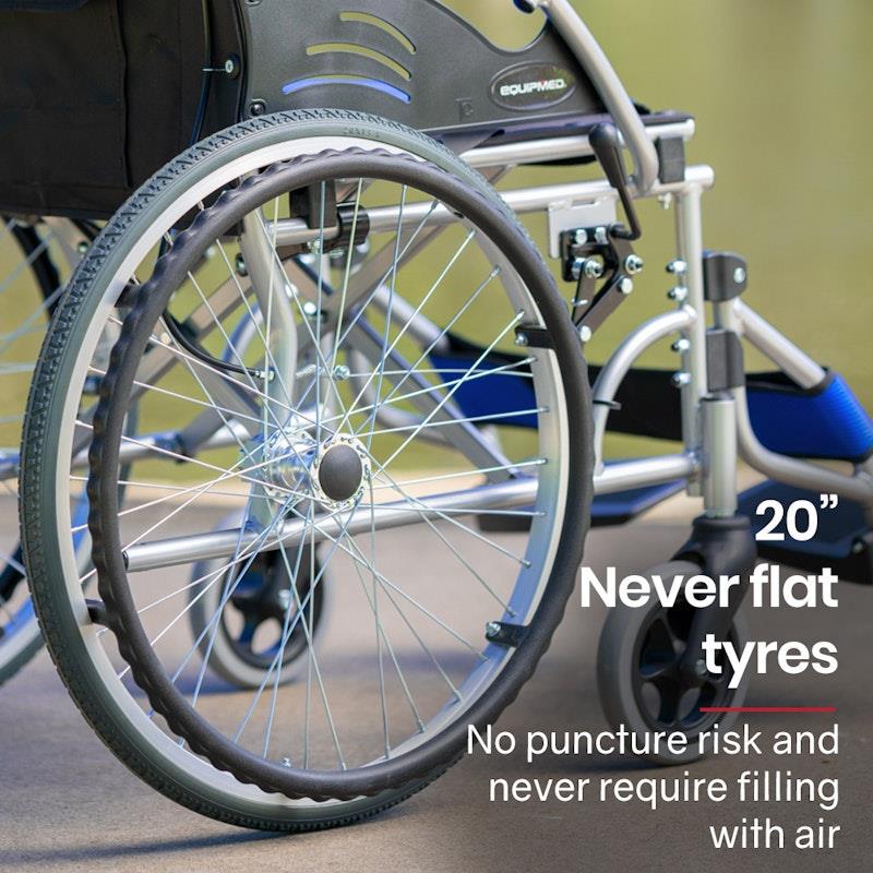 Buy Equipmed Folding Aluminium Wheelchair Blue Online at Chemist Warehouse®