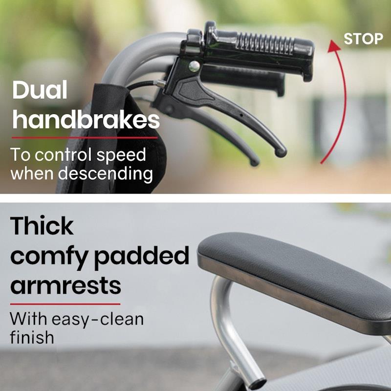 Buy Equipmed Folding Aluminium Wheelchair Grey & Black Online at ...