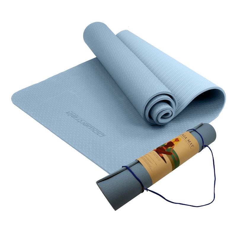 Buy Powertrain TPE Yoga Pilates Exercise Mat 6mm Sky Blue online at ...