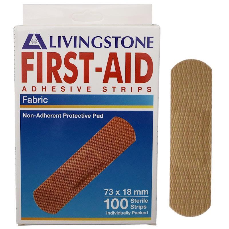 Buy Livingstone Adhesive Fabric First Aid Strips with Pad 73 x 18mm 100 ...