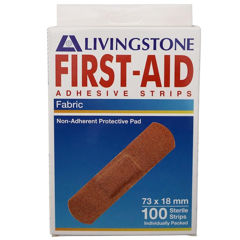 Buy Livingstone Adhesive Fabric First Aid Strips with Pad 73 x 18mm 100 ...