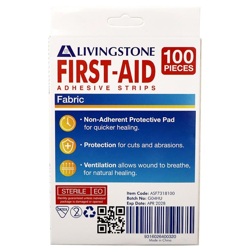 Buy Livingstone Adhesive Fabric First Aid Strips with Pad 73 x 18mm 100 ...