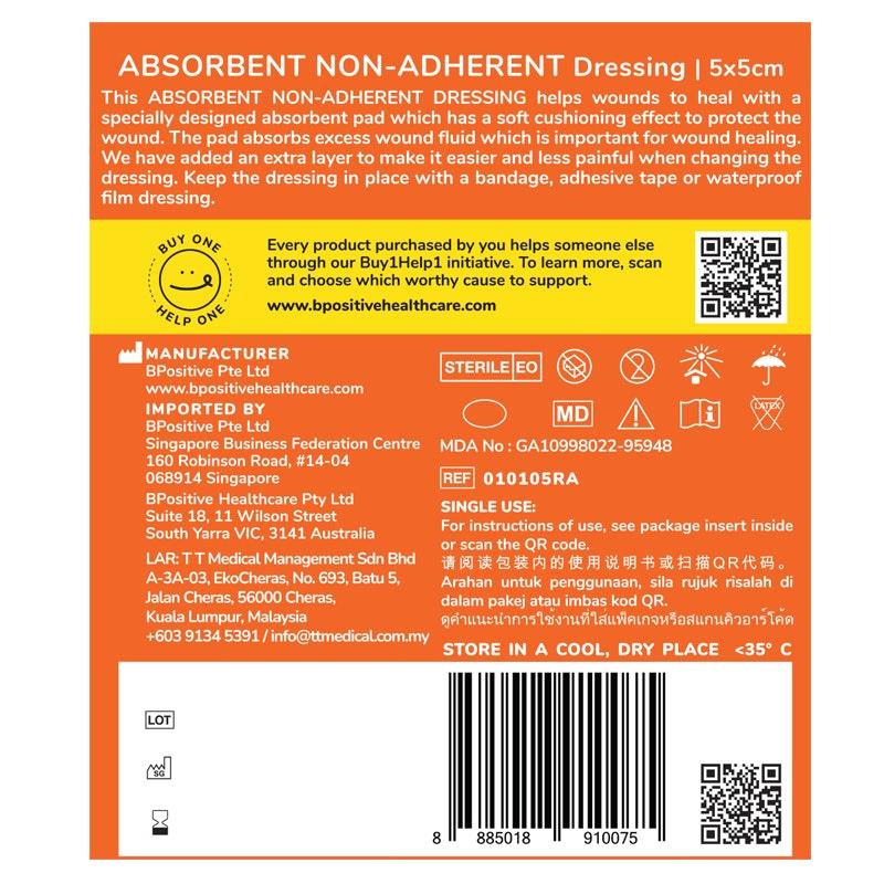 Buy bpositive Absorbent Non-Adherent Dressing 5x5cm 2Pack Online at ...