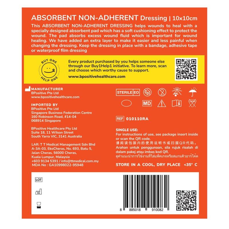 Buy bpositive Absorbent Non-Adherent Dressing 10x10cm 2Pack Online at ...