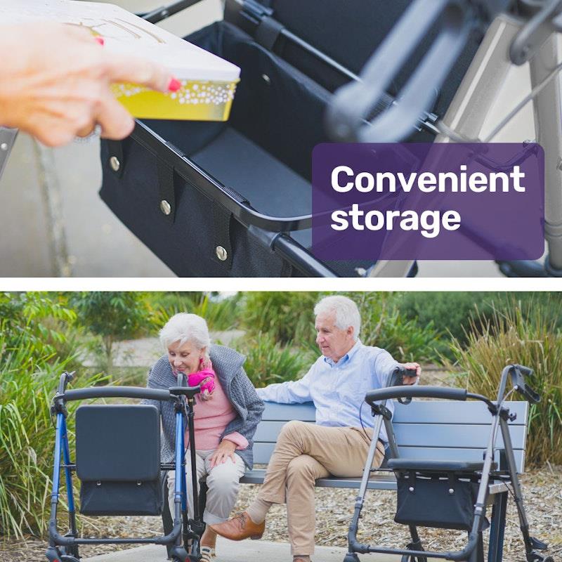 Buy Equipmed 4 Wheel Lightweight Rollator Walker Titanium Colour Online ...