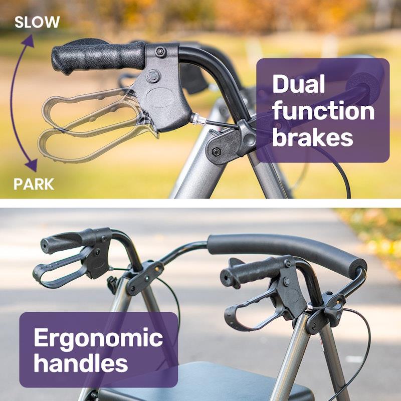 Buy Equipmed 4 Wheel Lightweight Rollator Walker Titanium Colour Online ...