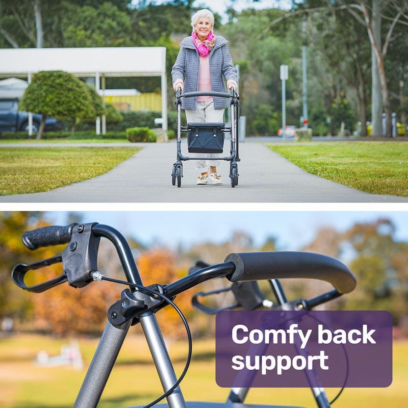 Buy Equipmed 4 Wheel Lightweight Rollator Walker Titanium Colour Online ...