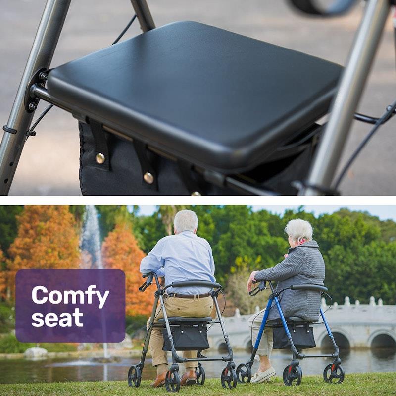 Buy Equipmed 4 Wheel Lightweight Rollator Walker Titanium Colour Online ...