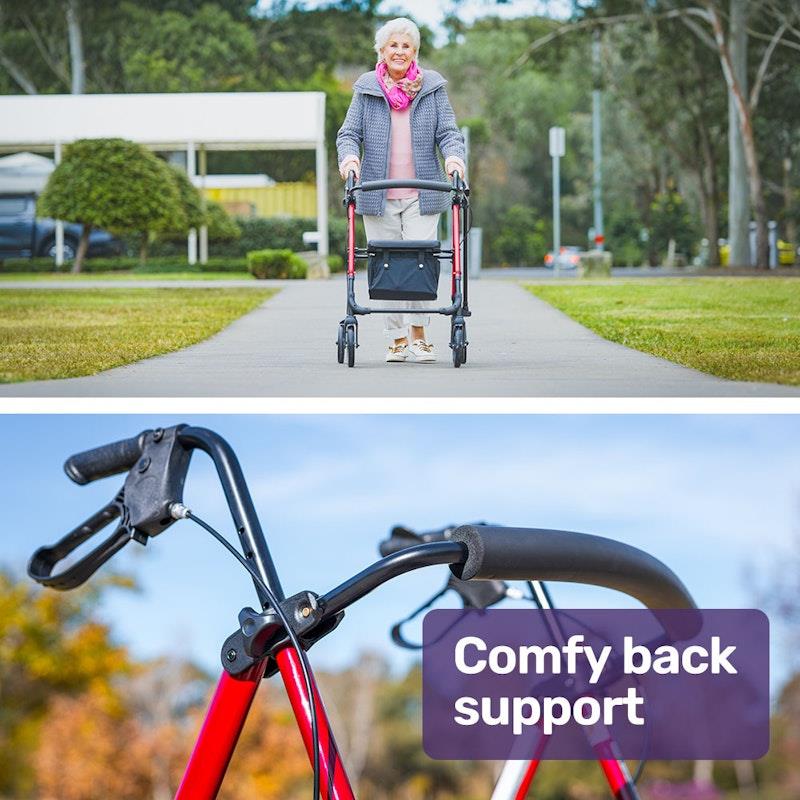 Buy Equipmed 4 Wheel Lightweight Rollator Walker Red Online at Chemist ...