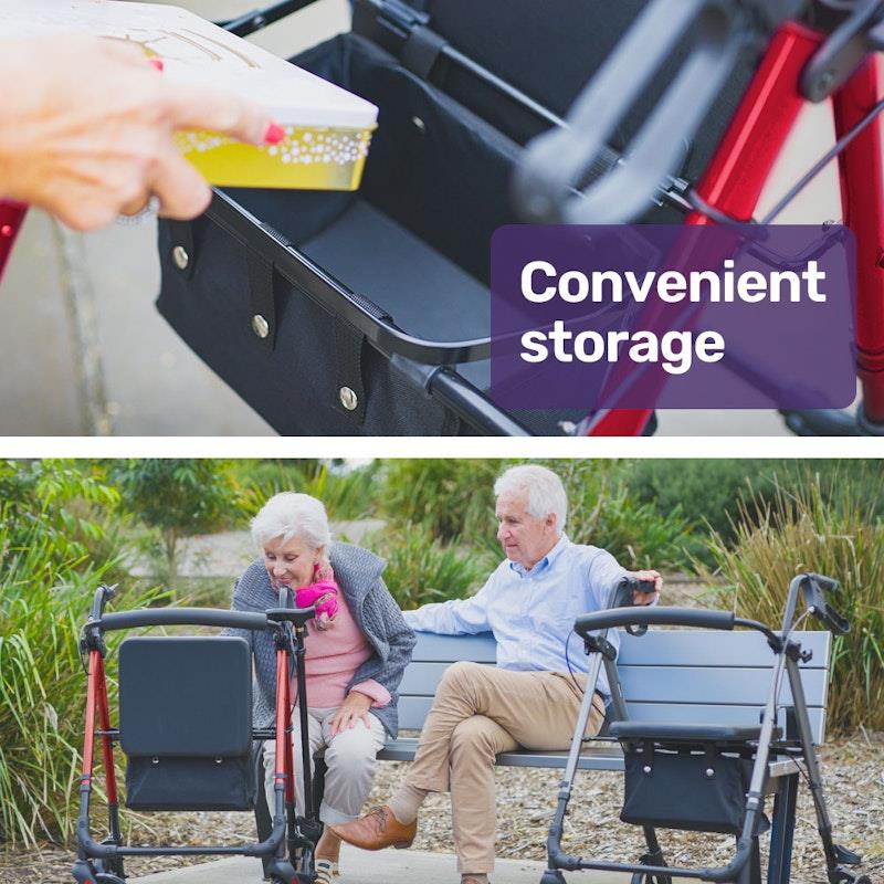 Buy Equipmed 4 Wheel Lightweight Rollator Walker Red Online at Chemist ...