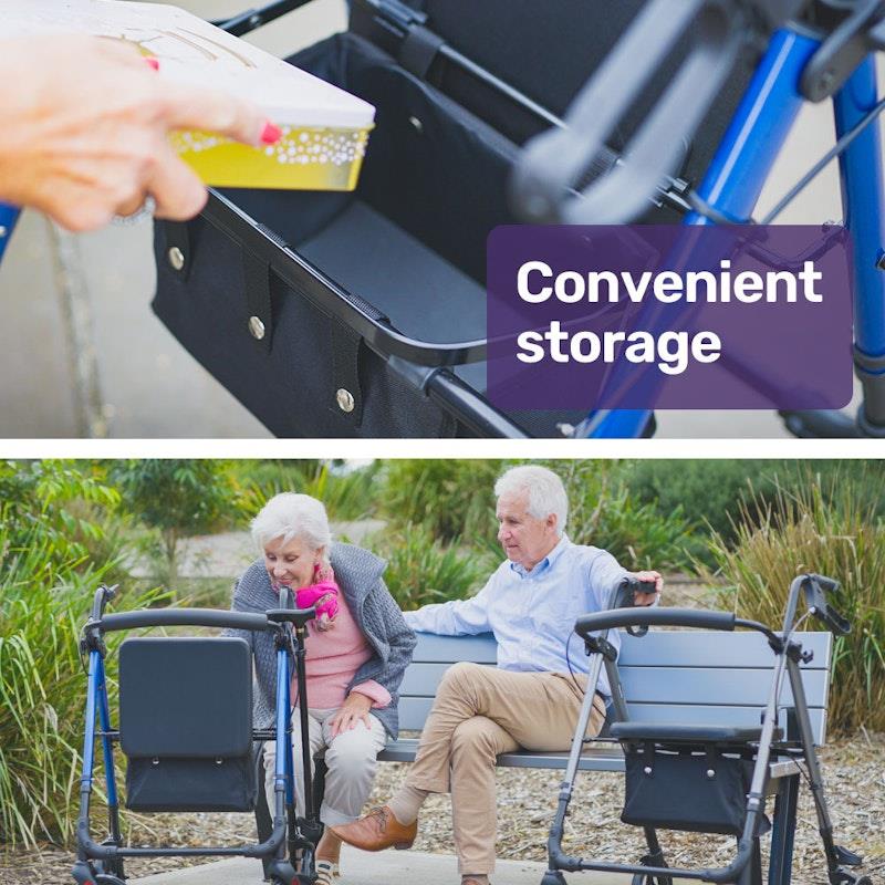 Buy Equipmed 4 Wheel Lightweight Rollator Walker Blue Online at Chemist ...