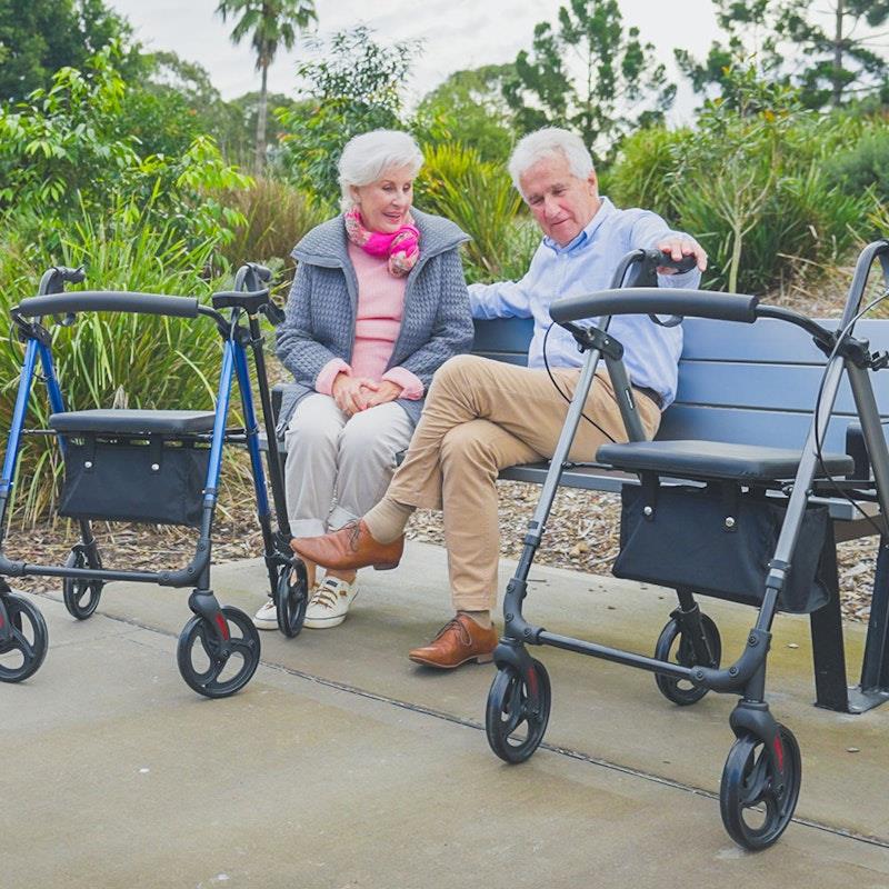 Buy Equipmed 4 Wheel Lightweight Rollator Walker Blue Online at Chemist ...